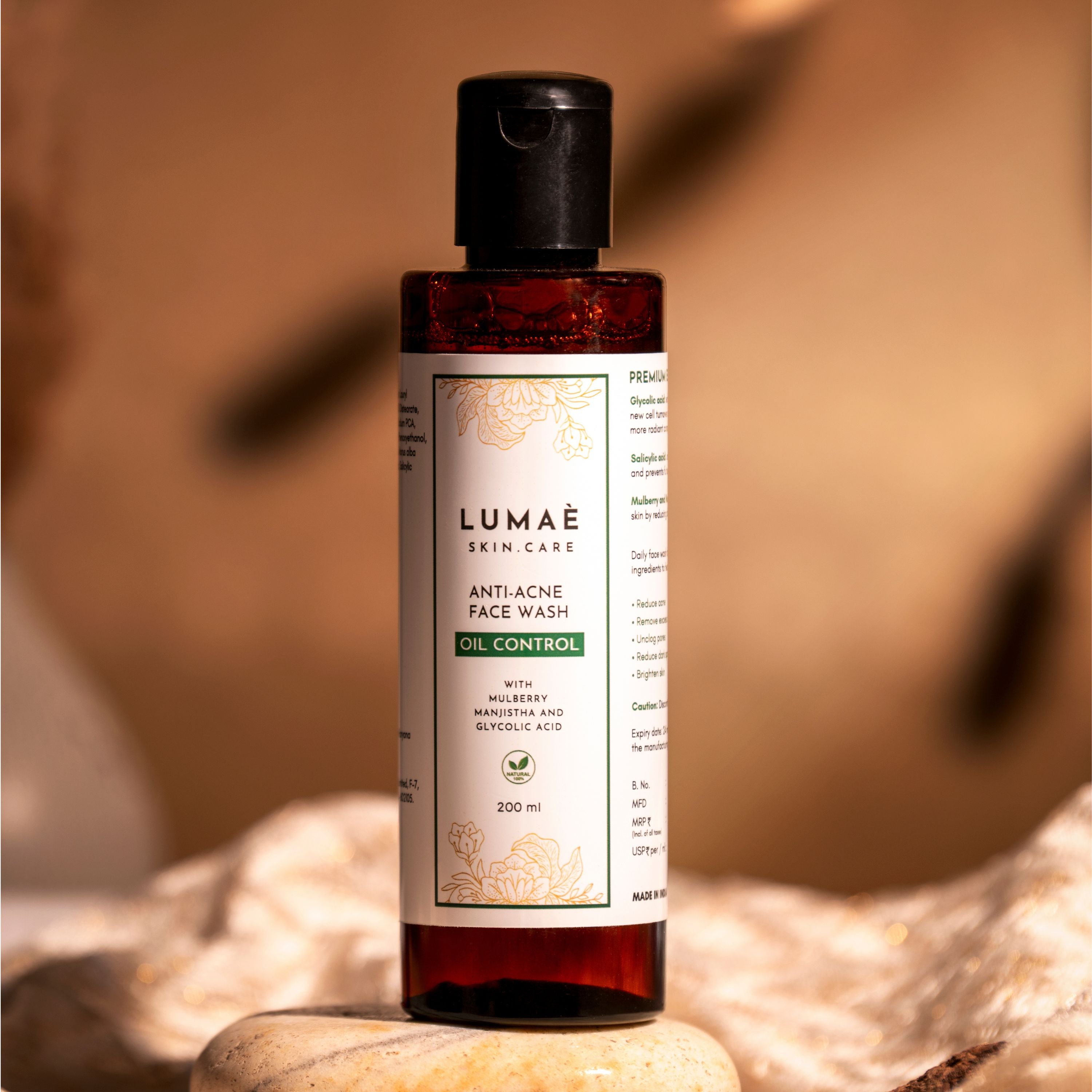 ANTI-ACNE FACE WASH WITH MULBERRY, MANJISTHA AND GLYCOLIC ACID – LUMAÈ